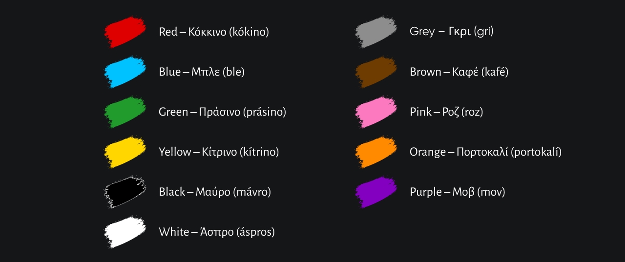 Greek Colors Vocabulary: How to Talk About Color Names in Greek